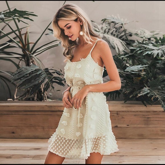 entro | Dresses | Entro Ruffle Midi Dress Cream | Poshmark